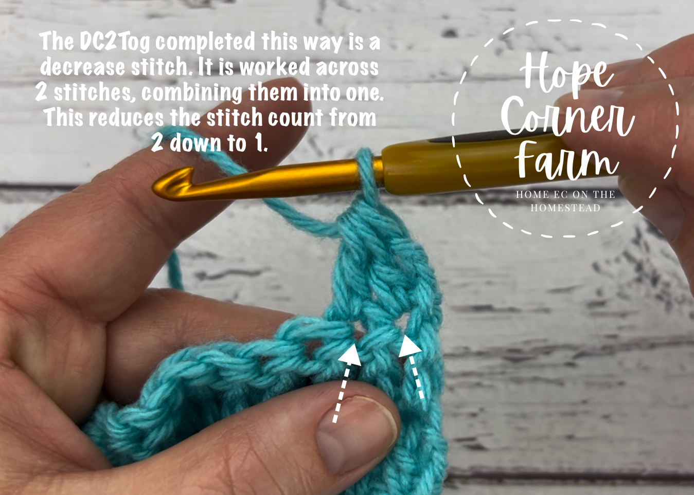 How to Double Crochet Two Together (DC2Tog) - Hope Corner Farm
