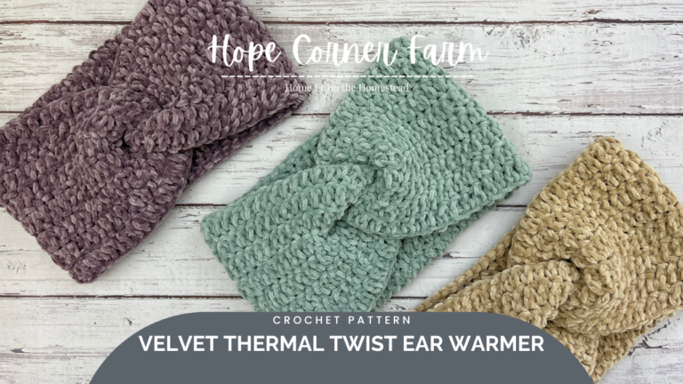 Velvet Thermal Twist Crochet Headband Free Pattern - Hope Corner Farm